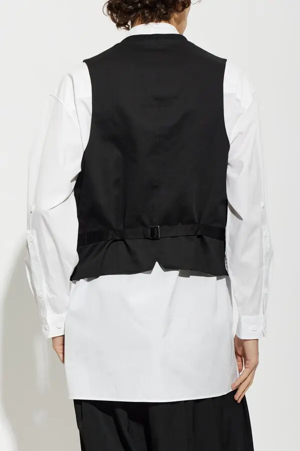 Yohji Yamamoto Wool Vest With Asymmetrical Flaps