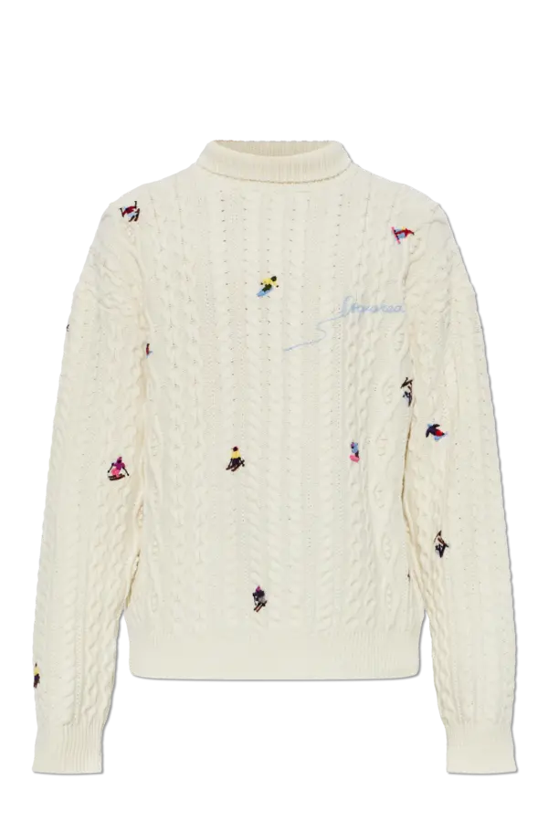 Dsquared2 Wool Turtleneck With Embroidered Logo - Cream