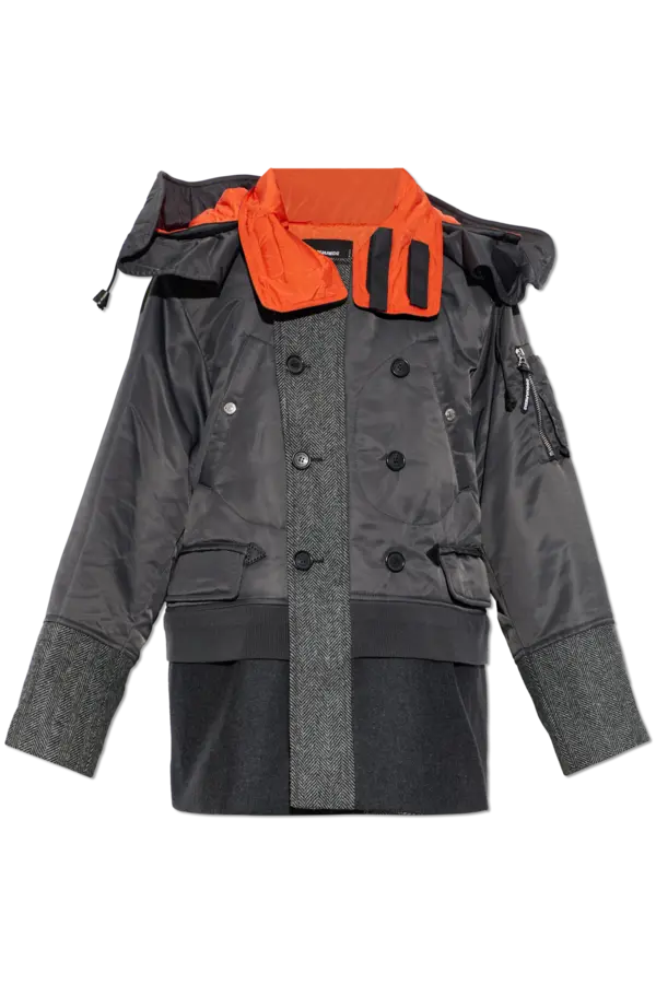 Dsquared2 Insulated Coat With Stand-up Collar - Grey
