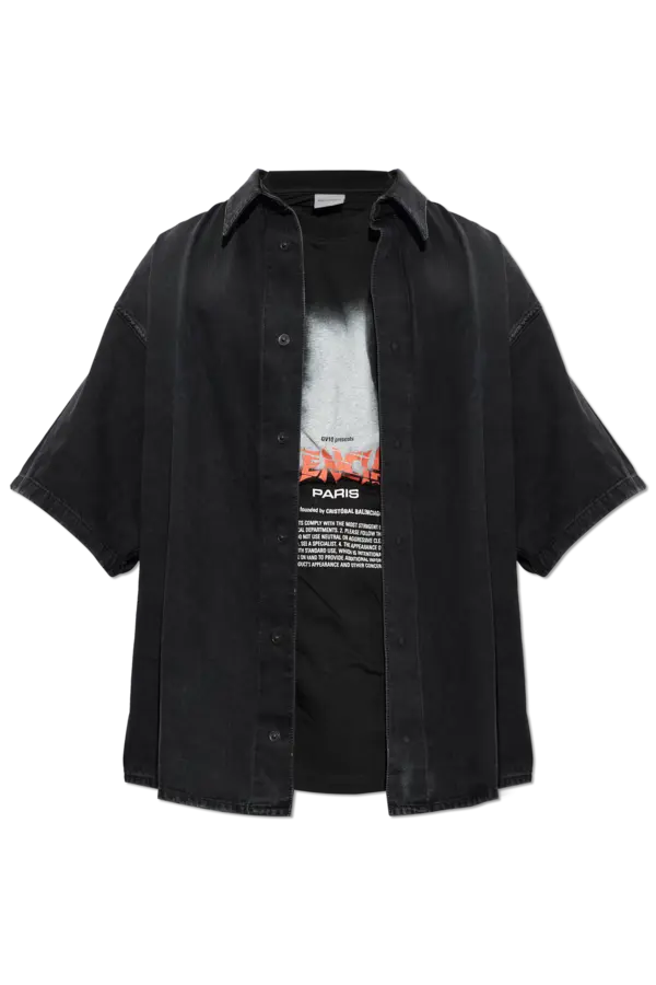 Balenciaga Denim Short-sleeve Shirt - Black