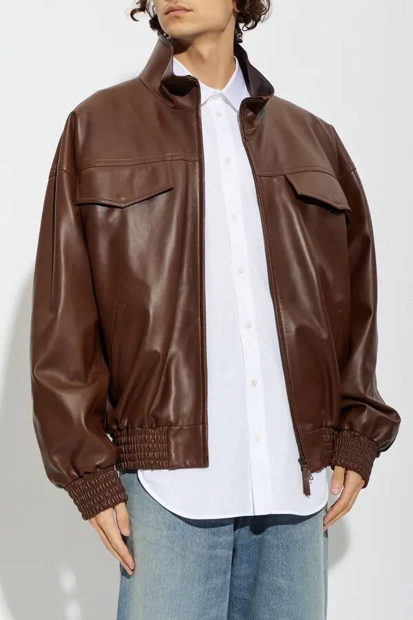 Balenciaga Leather Jacket With Stand-up Collar