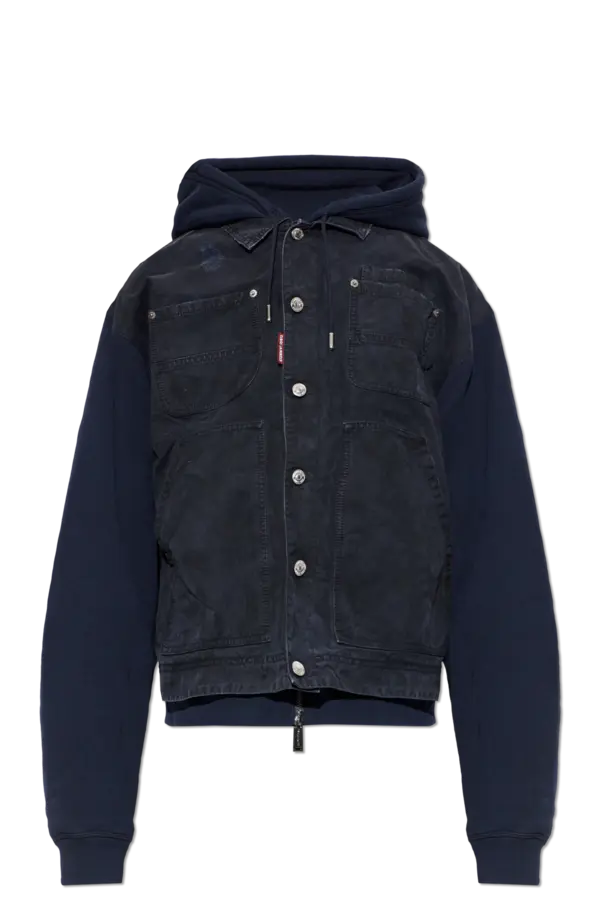 Dsquared2 Denim Jacket With Hood - Navy Blue