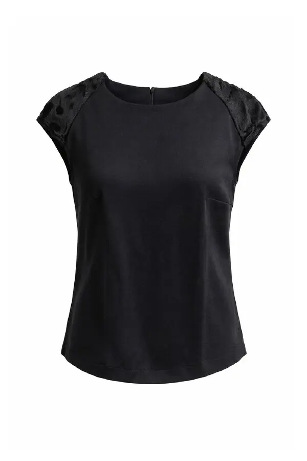 CONQUISTA Elegant Top With Textured Cap Sleeves