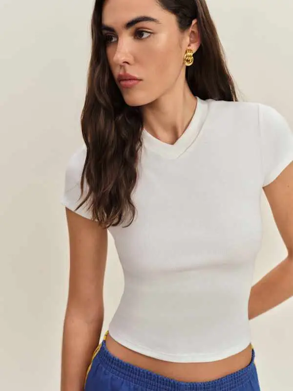 REFORMATION Lindie T-shirt Knit - Ivory