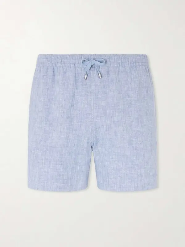 Ralph Lauren Purple Label Amalfi Straight-leg Drawstring Linen-blend Shorts
