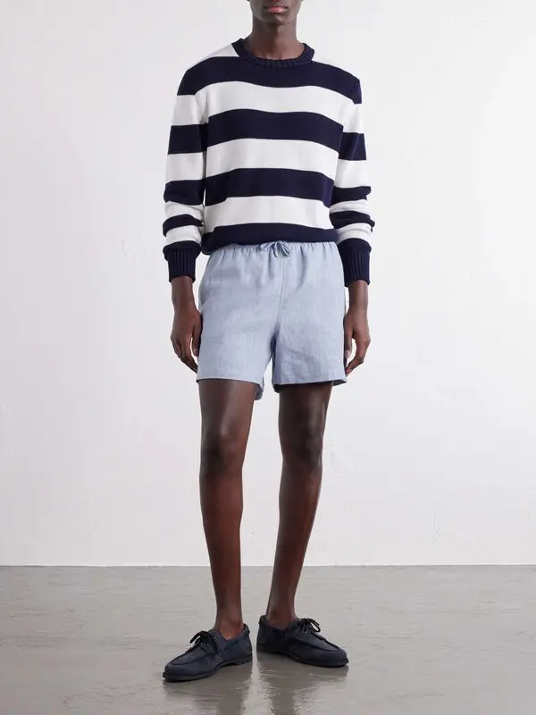 Ralph Lauren Purple Label Amalfi Straight-leg Drawstring Linen-blend Shorts