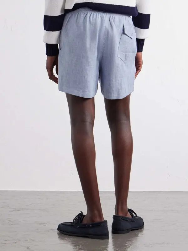 Ralph Lauren Purple Label Amalfi Straight-leg Drawstring Linen-blend Shorts
