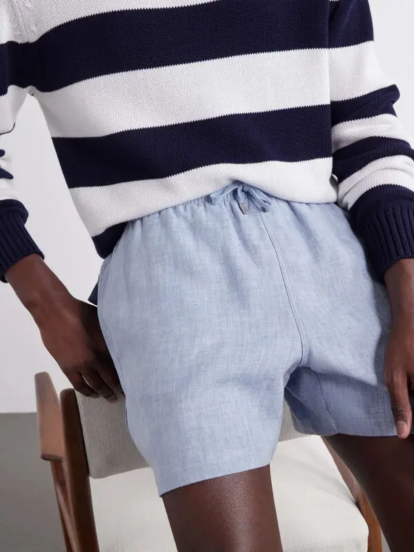 Ralph Lauren Purple Label Amalfi Straight-leg Drawstring Linen-blend Shorts