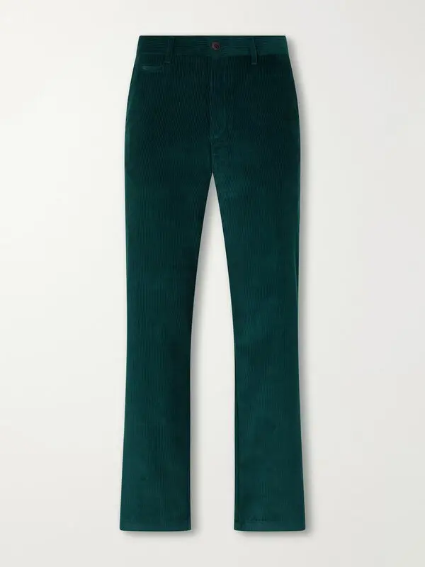 Portuguese Flannel Straight-leg Cotton Corduroy Trousers - Green