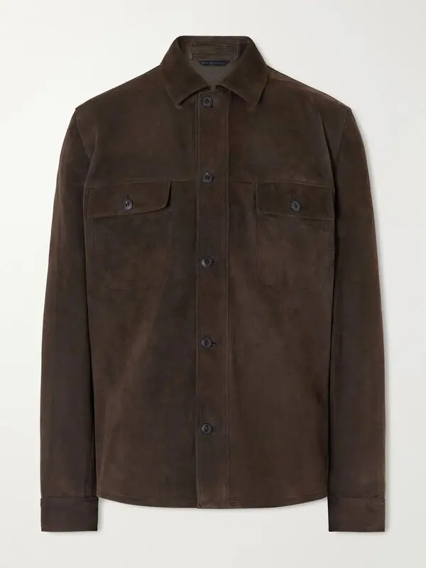 Sunspel Suede Overshirt - Brown