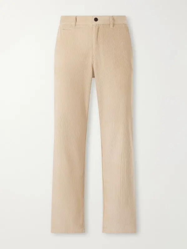 Portuguese Flannel Straight-leg Cotton-corduroy Trousers - Neutrals