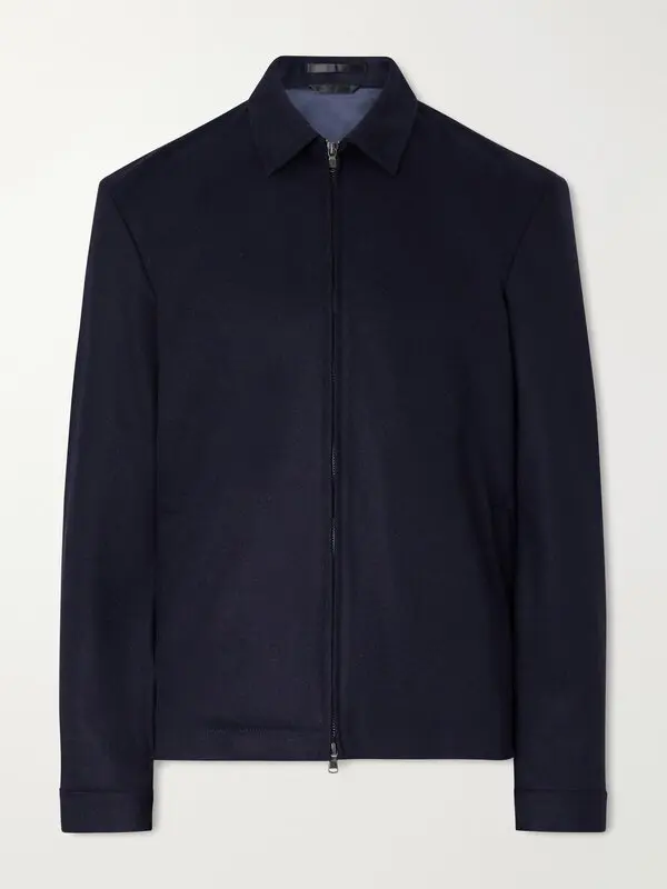 Sunspel Boiled Wool Bomber Jacket - Blue