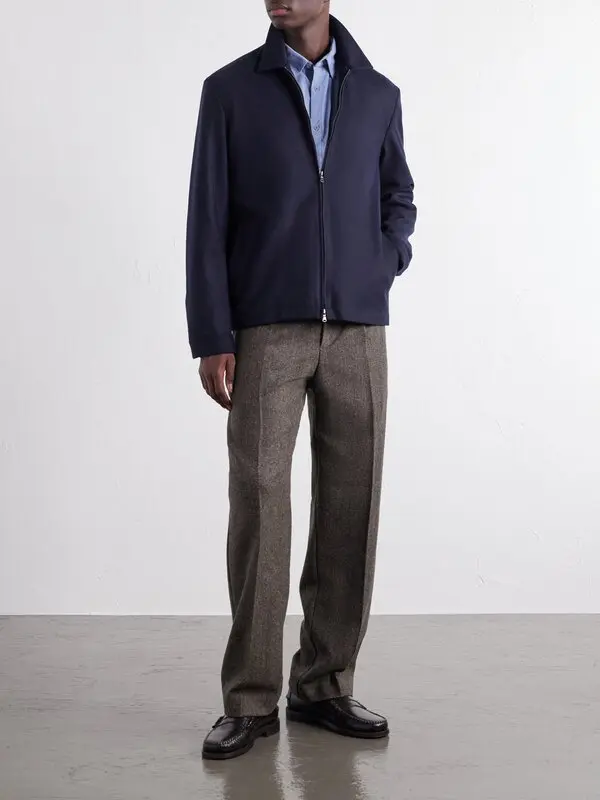 Sunspel Boiled Wool Zip-up Jacket - Blue