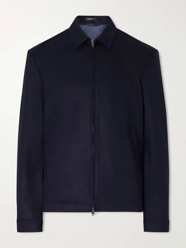 Sunspel Boiled Wool Bomber Jacket - Navy