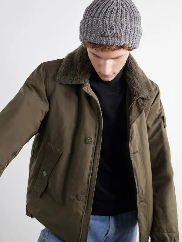 Stone Island Logo-embroidered Cotton-chenille Beanie - Gray