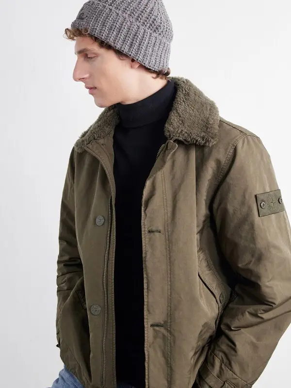 Stone Island Logo-embroidered Cotton-chenille Beanie - Gray