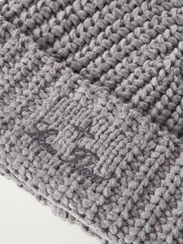 Stone Island Logo-embroidered Cotton-chenille Beanie - Gray