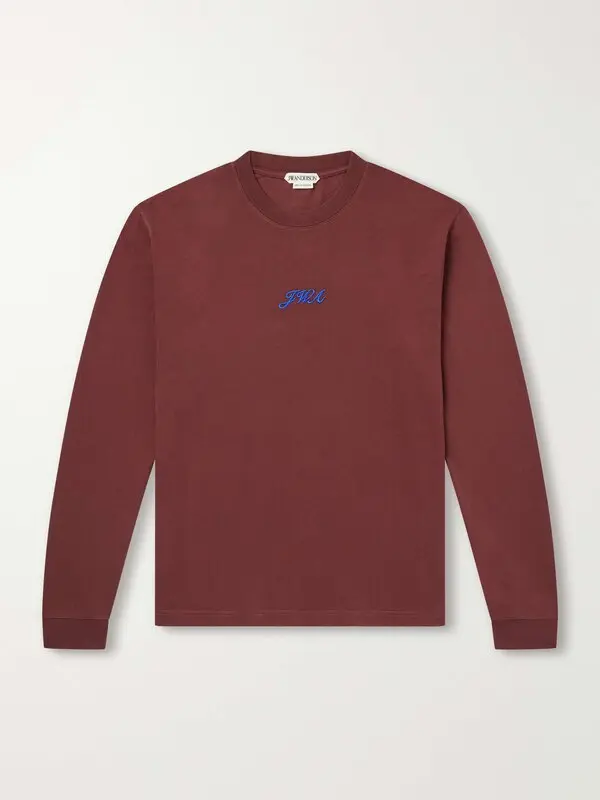 JW Anderson Logo-embroidered Cotton-jersey T-shirt - Plum