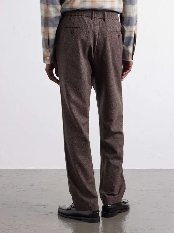Sunspel Straight-leg Wool And Silk-blend Donegal Tweed Trousers