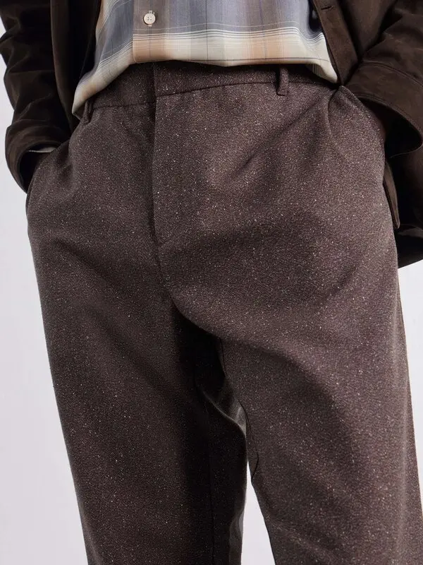 Sunspel Straight-leg Wool And Silk-blend Donegal Tweed Trousers
