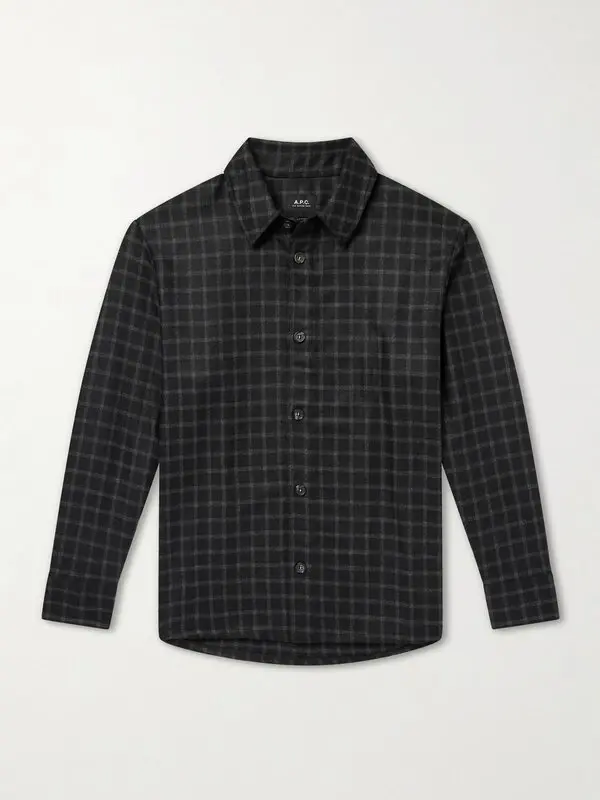 A.p.c. Bobby Checked Wool-blend Twill Shirt - Black