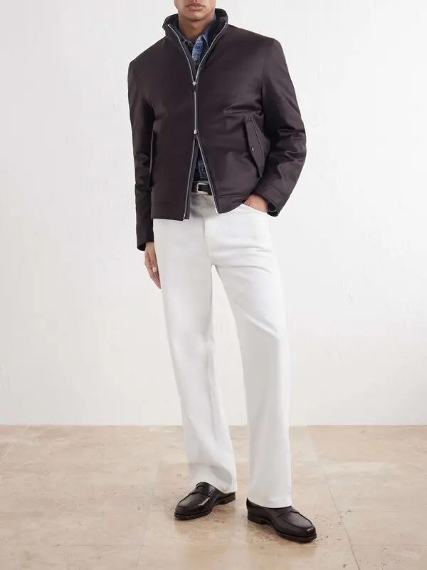 YVES SALOMON Plush-trimmed Wool And Silk-blend Bomber Jacket