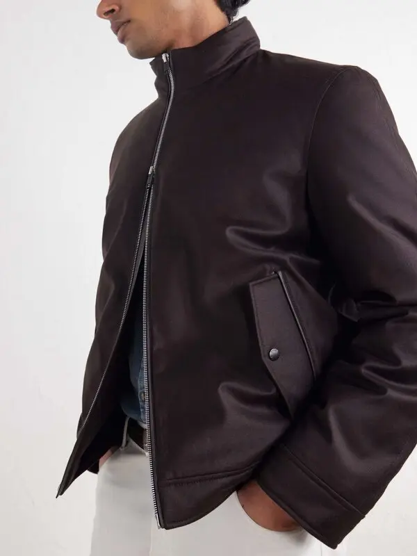 YVES SALOMON Plush-trimmed Wool And Silk-blend Bomber Jacket