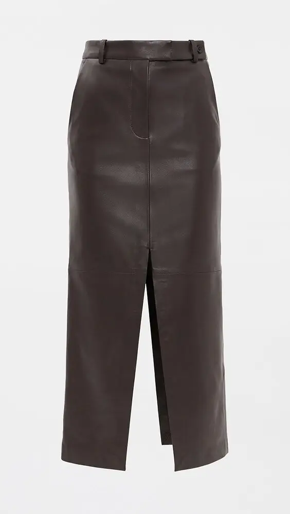 Co Double Slit Leather Pencil Skirt