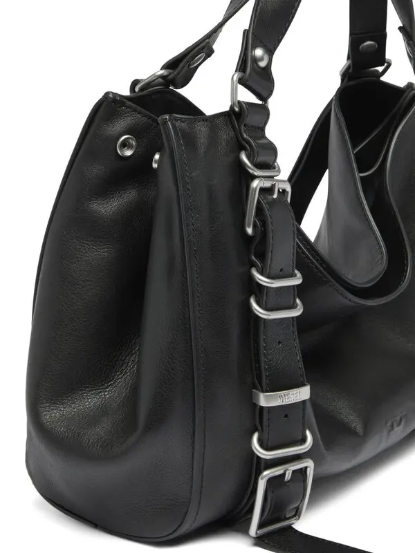 DIESEL® D-one Medium Leather Handbag - Black