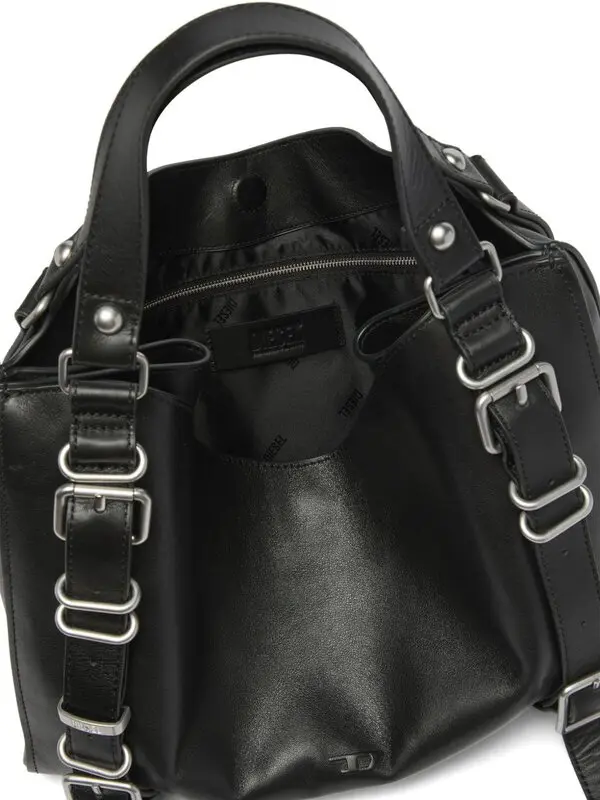 DIESEL® D-one Medium Leather Handbag - Black