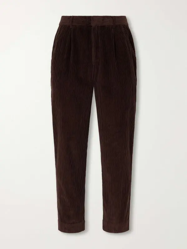 Folk Straight-leg Corduroy Trousers - Brown