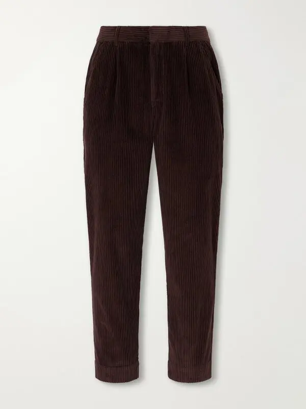 Folk Straight-leg Corduroy Trousers - Brown