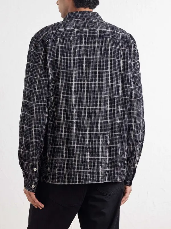 Folk Patch Checked Cotton-blend Seersucker Shirt