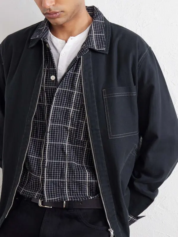 Folk Patch Checked Cotton-blend Seersucker Shirt