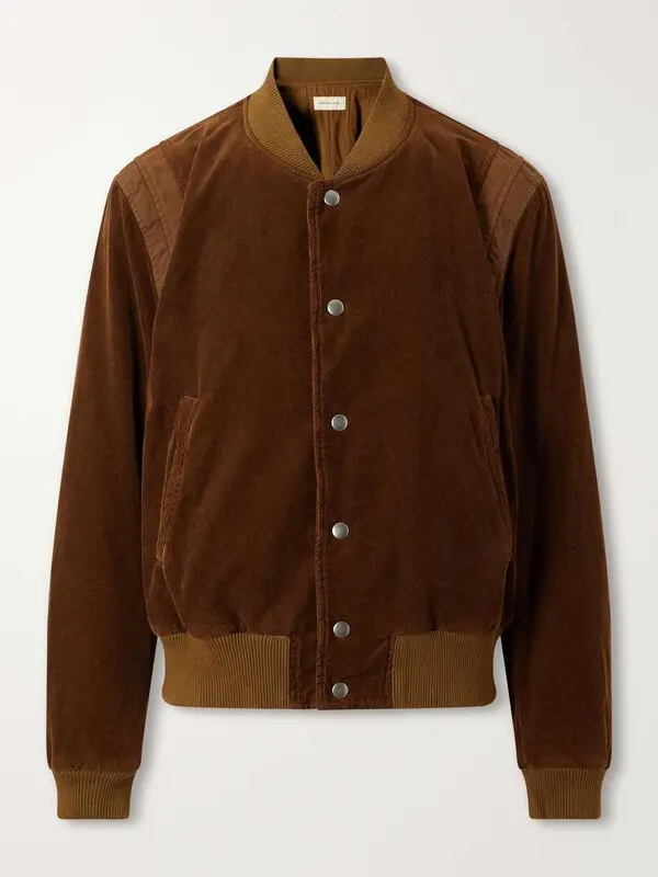Dries Van Noten Cotton-corduroy Bomber Jacket - Brown