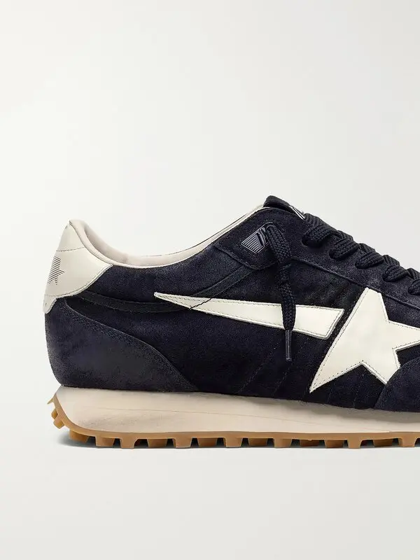 GOLDEN GOOSE Marathon Suede And Leather Sneakers - Blue