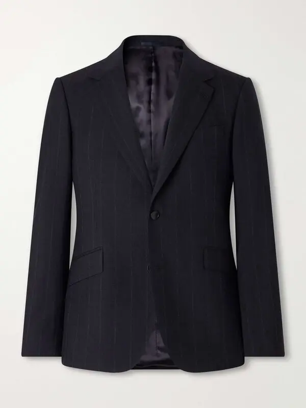 Mr P. Slim-fit Pinstriped Wool-fresco Blazer - Blue