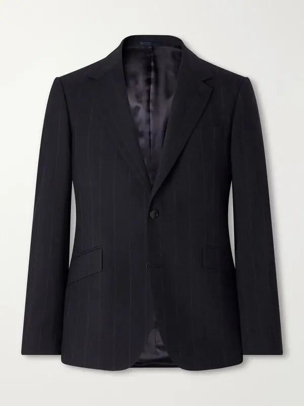 Mr P. Slim-fit Pinstriped Wool-fresco Blazer - Blue