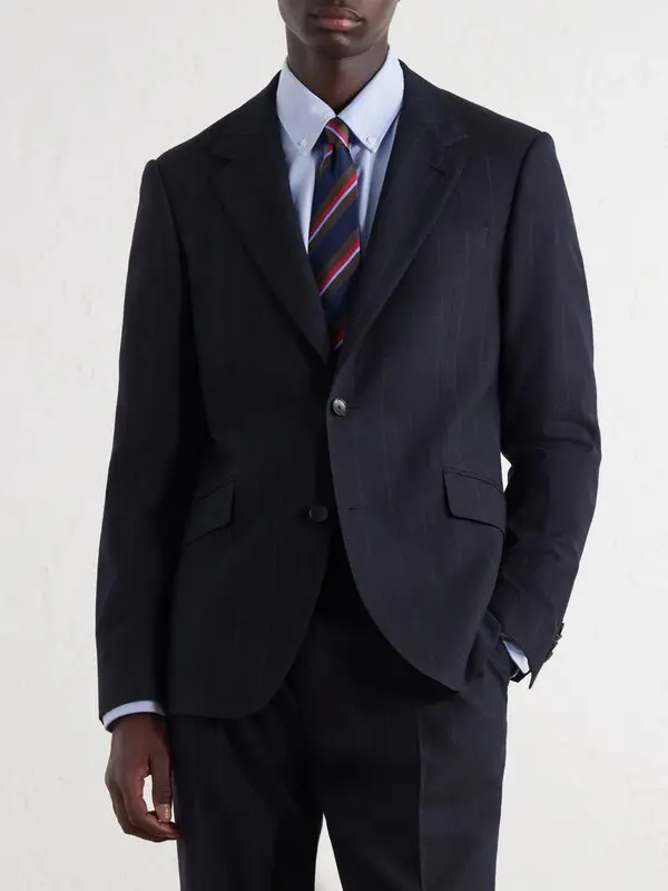 Mr P. Slim-fit Pinstriped Wool-fresco Blazer
