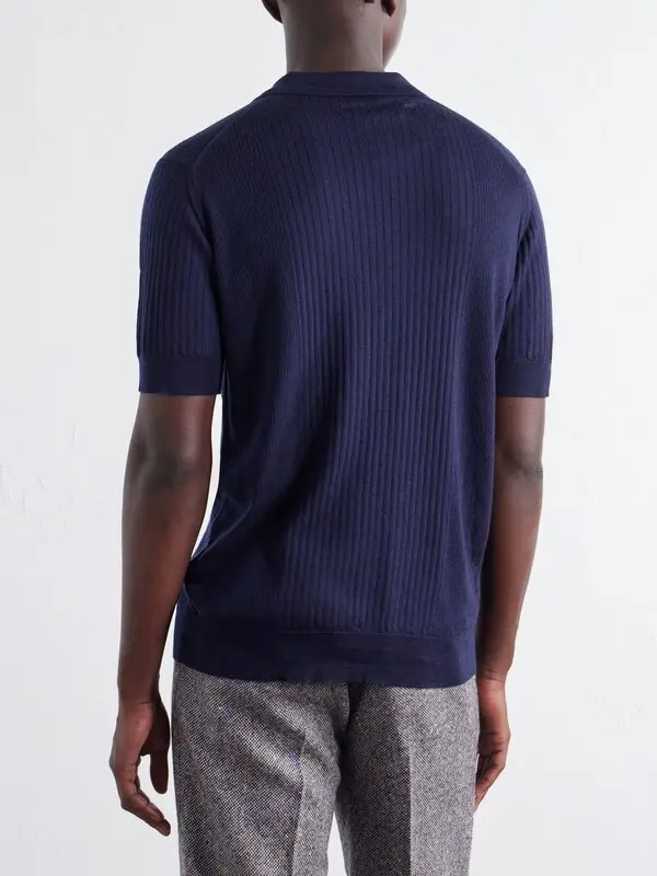 John Smedley Croall Ribbed Merino Wool Polo Shirt