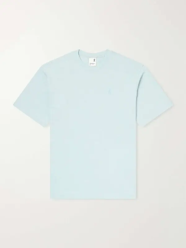 On Logo-embroidered Organic Cotton T-shirt - Blue
