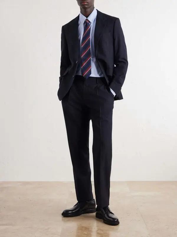 Mr P. Straight-leg Pinstriped Wool Suit Trousers