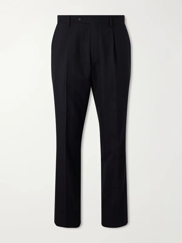 Mr P. Straight-leg Pinstriped Wool Trousers