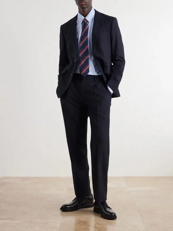 Mr P. Straight-leg Pinstriped Wool Trousers