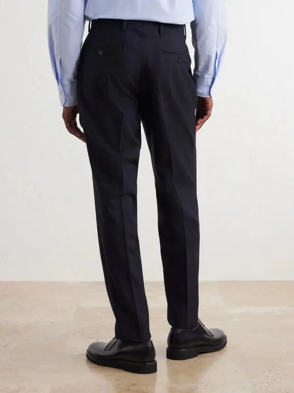 Mr P. Straight-leg Pinstriped Wool Trousers