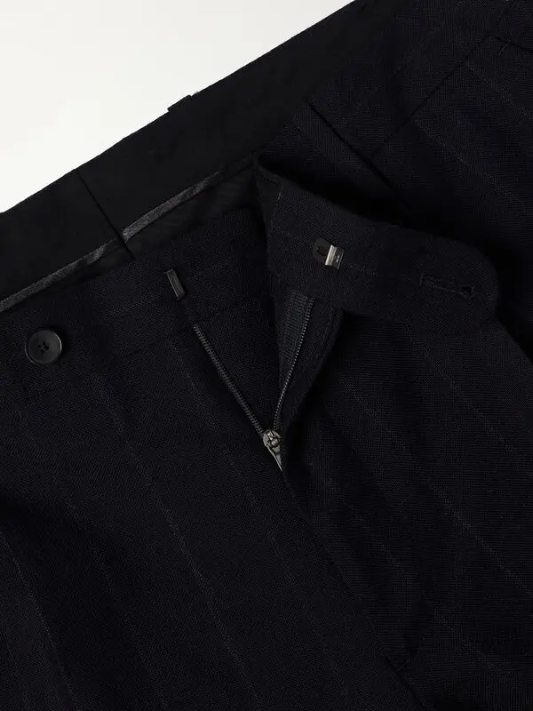 Mr P. Straight-leg Pinstriped Wool Trousers