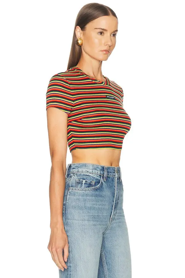 Dolce & Gabbana Jersey Rigato Cropped T-shirt