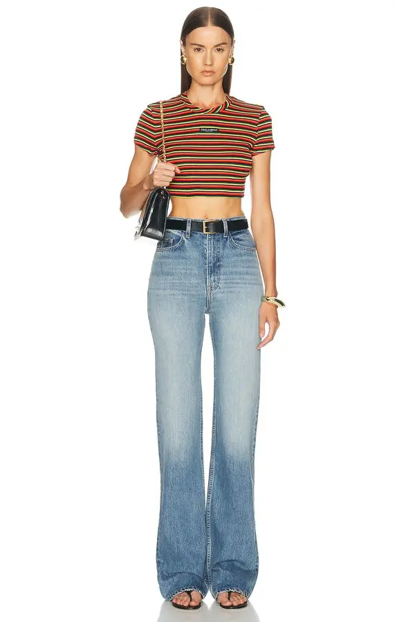 Dolce & Gabbana Jersey Rigato Cropped T-shirt
