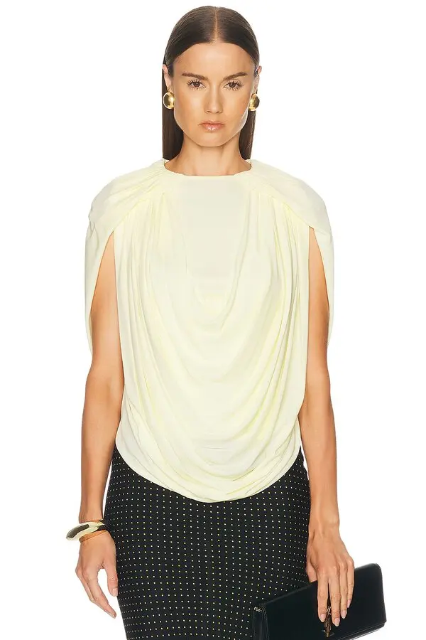 Brandon Maxwell Astor Draped Top - Butter Yellow
