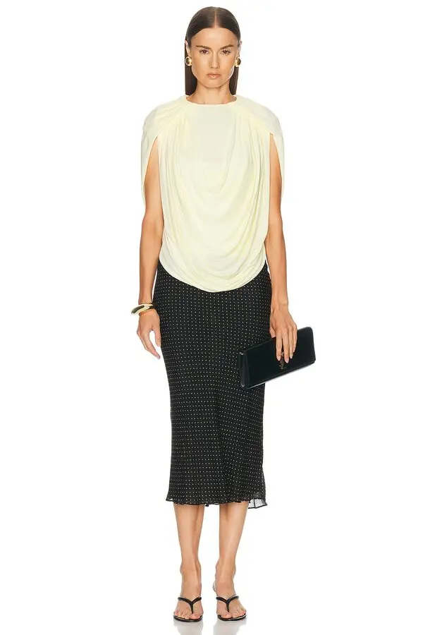 Brandon Maxwell Astor Draped Top - Butter Yellow